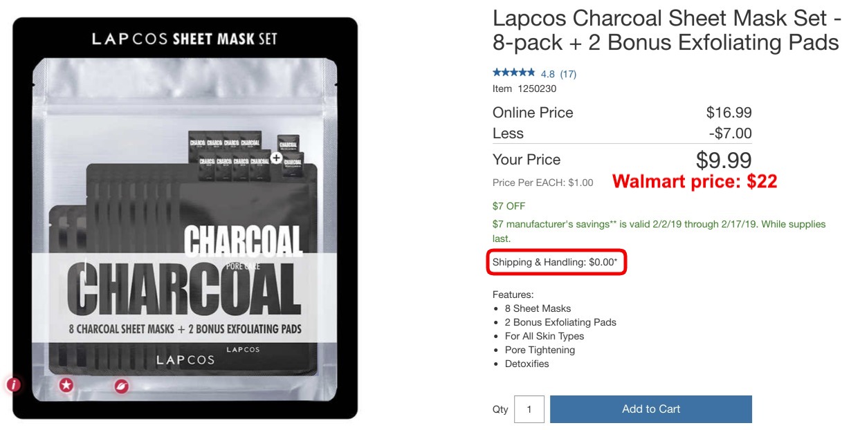 Costco.com: Lapcos Charcoal Sheet Mask Set - 8-pack + 2 Bonus ...