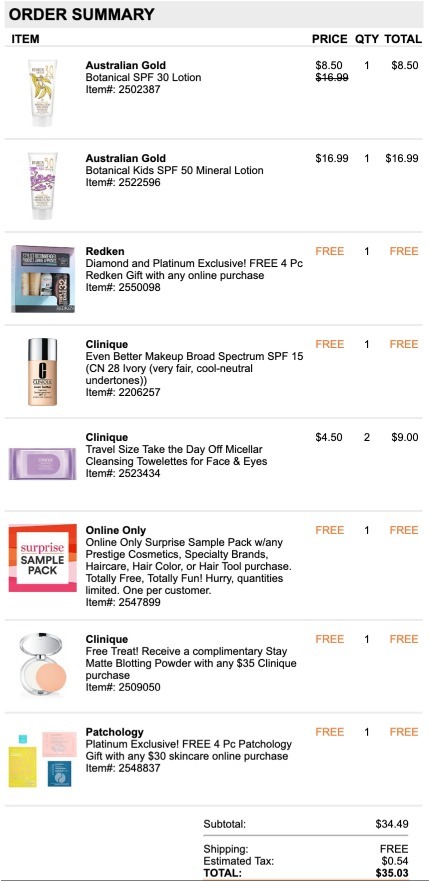 My today's Ulta Order - Gift With Purchase