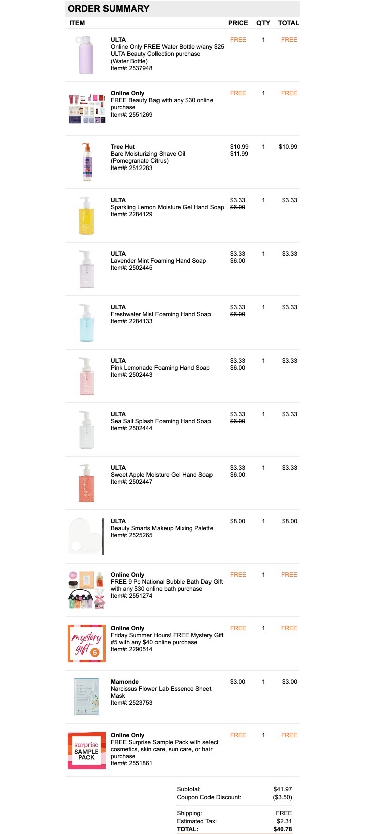 My today’s Ulta order | Gift With Purchase