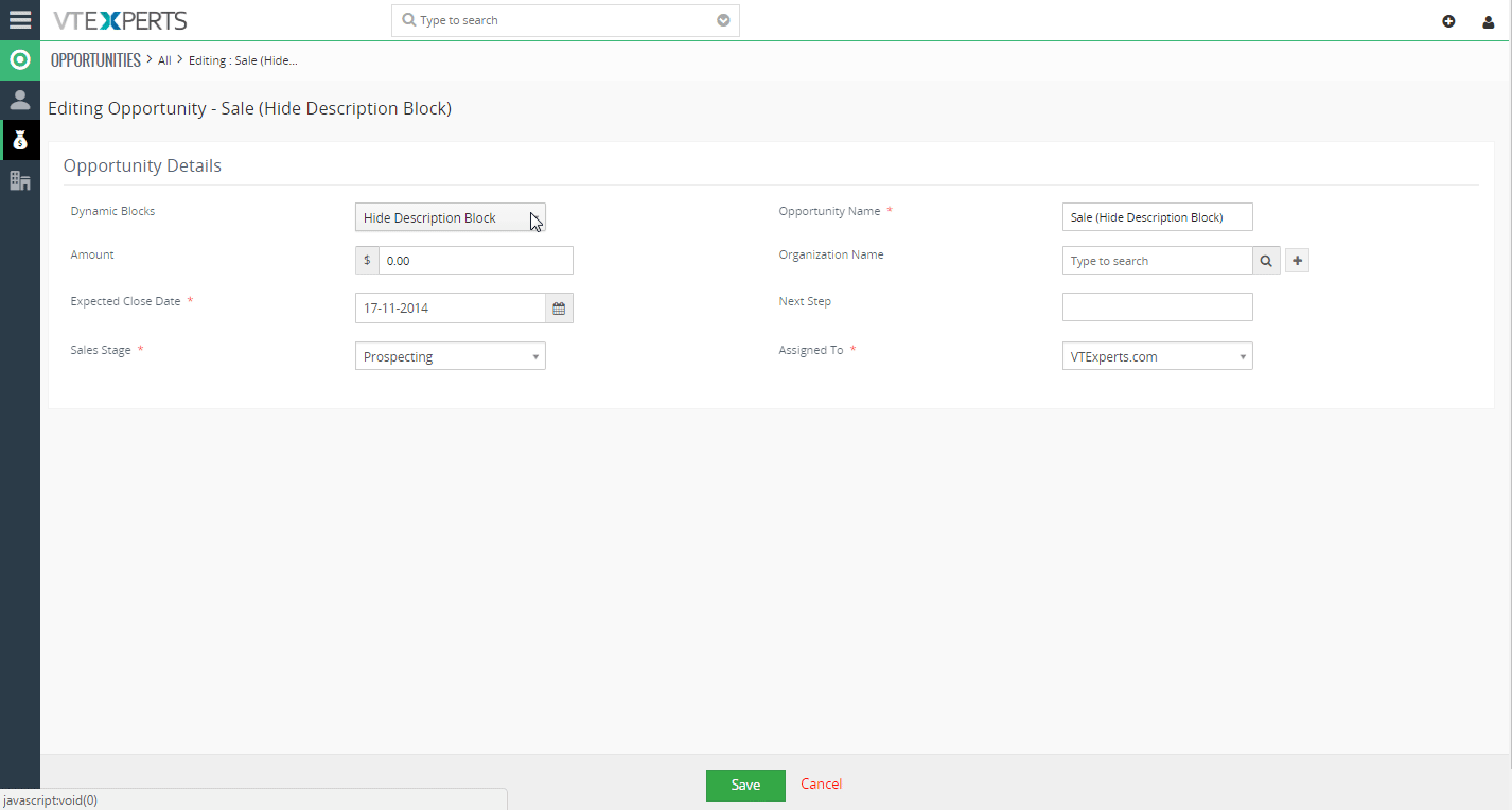 Dynamic Blocks - VTiger Experts