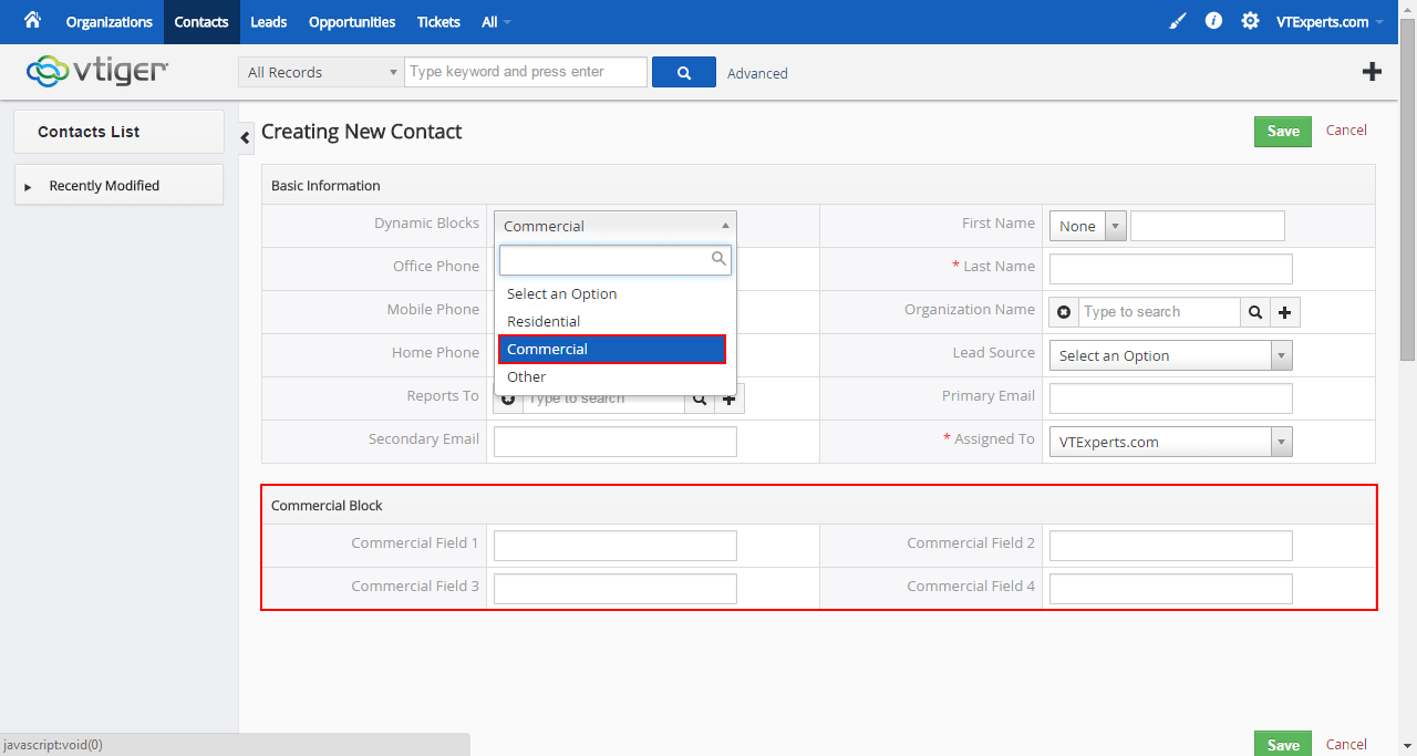 VTiger Dynamic Blocks - Show/Hide VTiger Blocks
