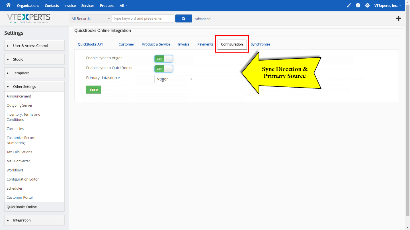 VTiger & Quickbooks Online Integration