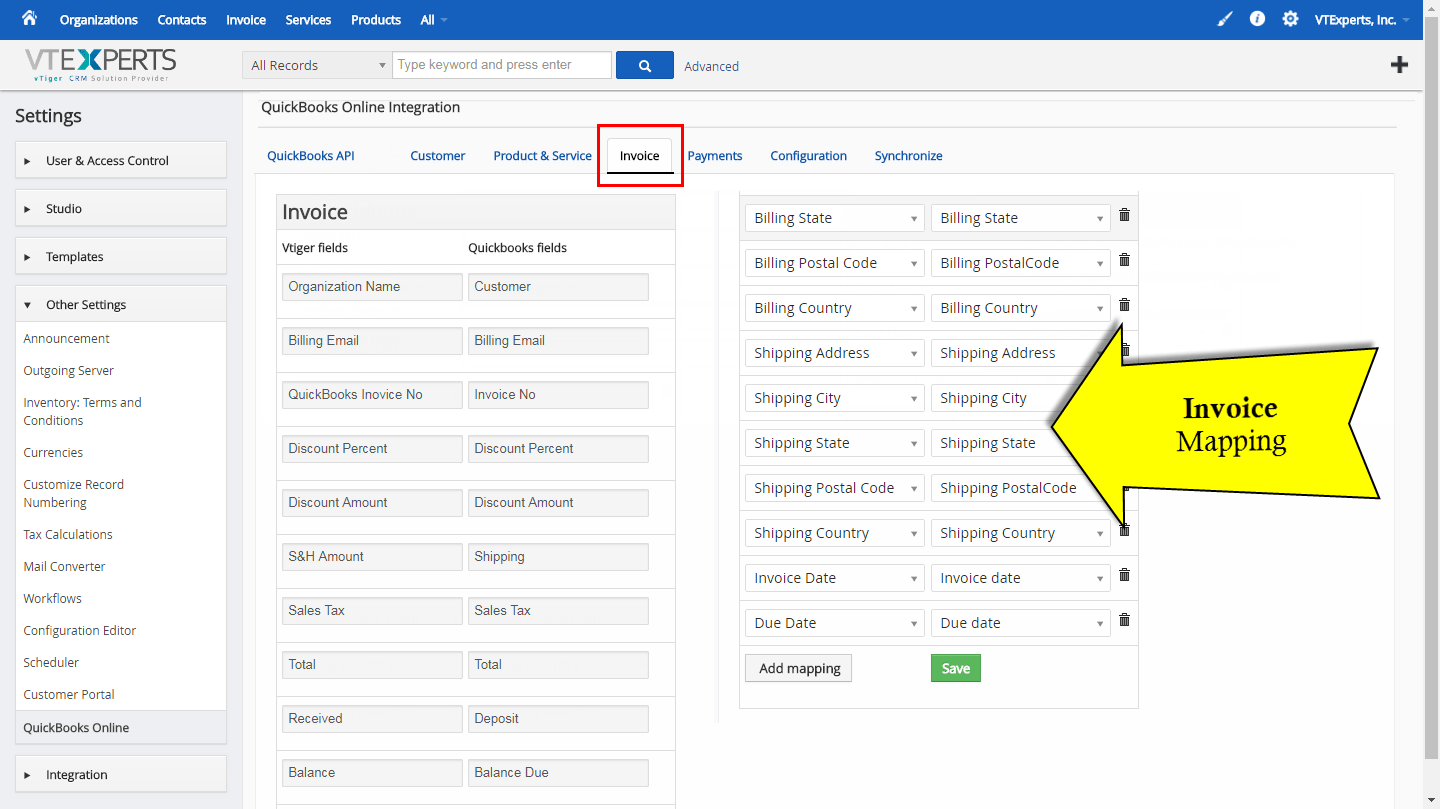 VTiger & Quickbooks Online Integration