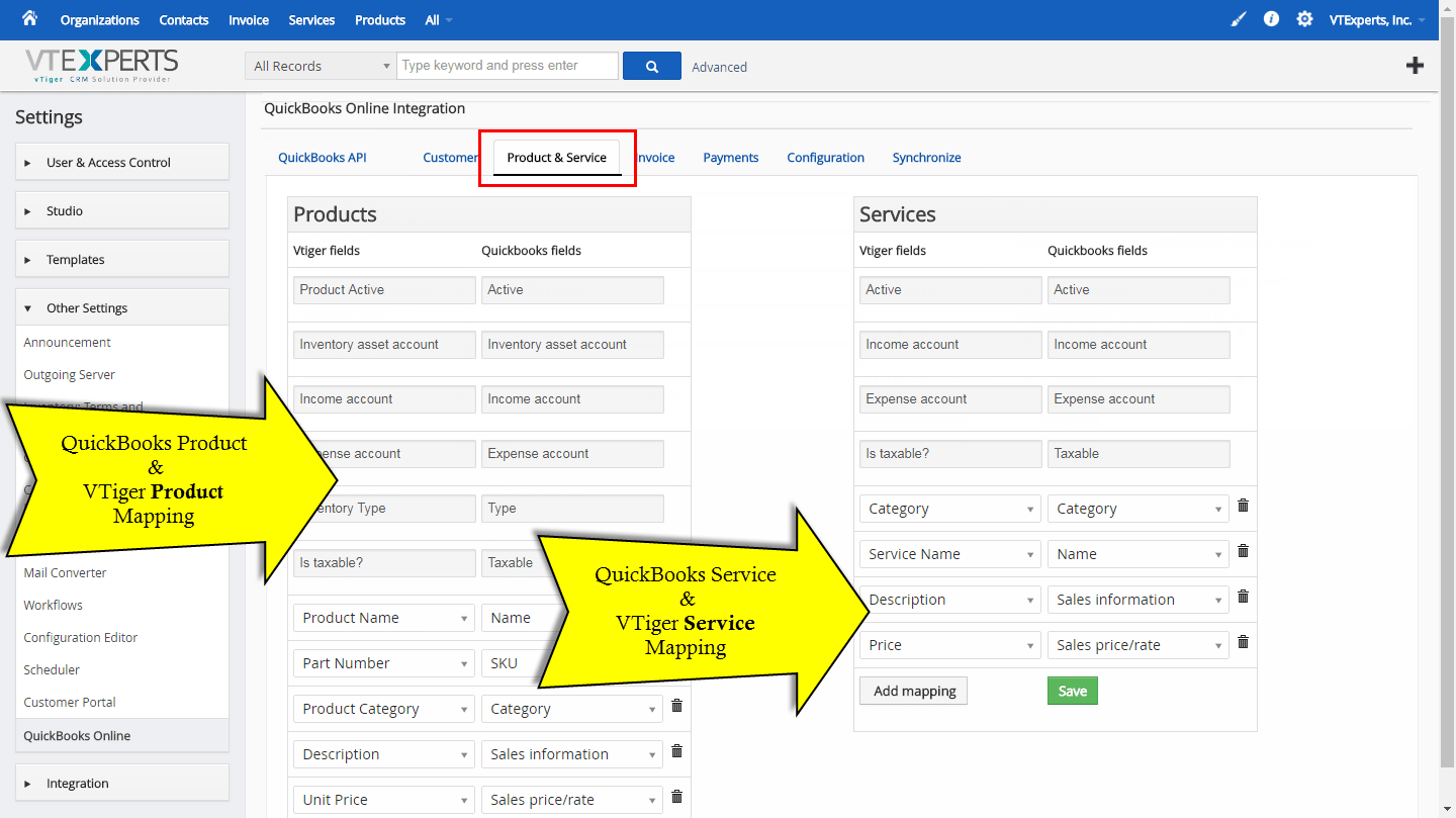 VTiger & Quickbooks Online Integration