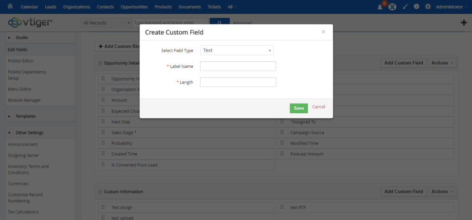 Advanced Custom Fields - VTiger Experts