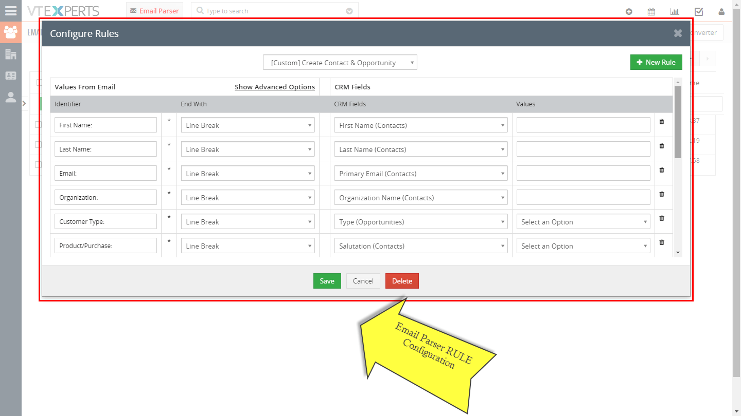 VTiger Email Parser - Extension For VTiger