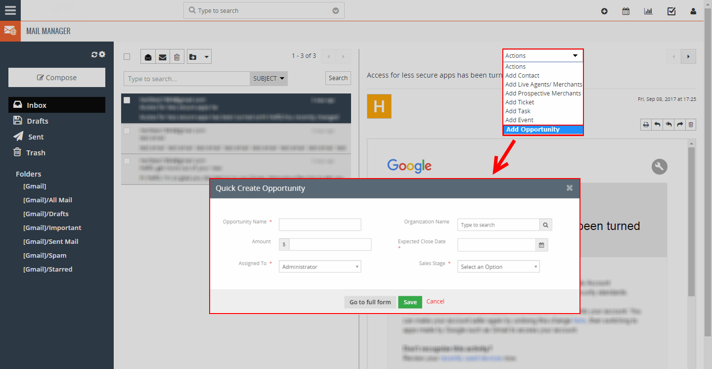 VTiger 7 Customization: Add/Create Opportunities from Mail Manager ...