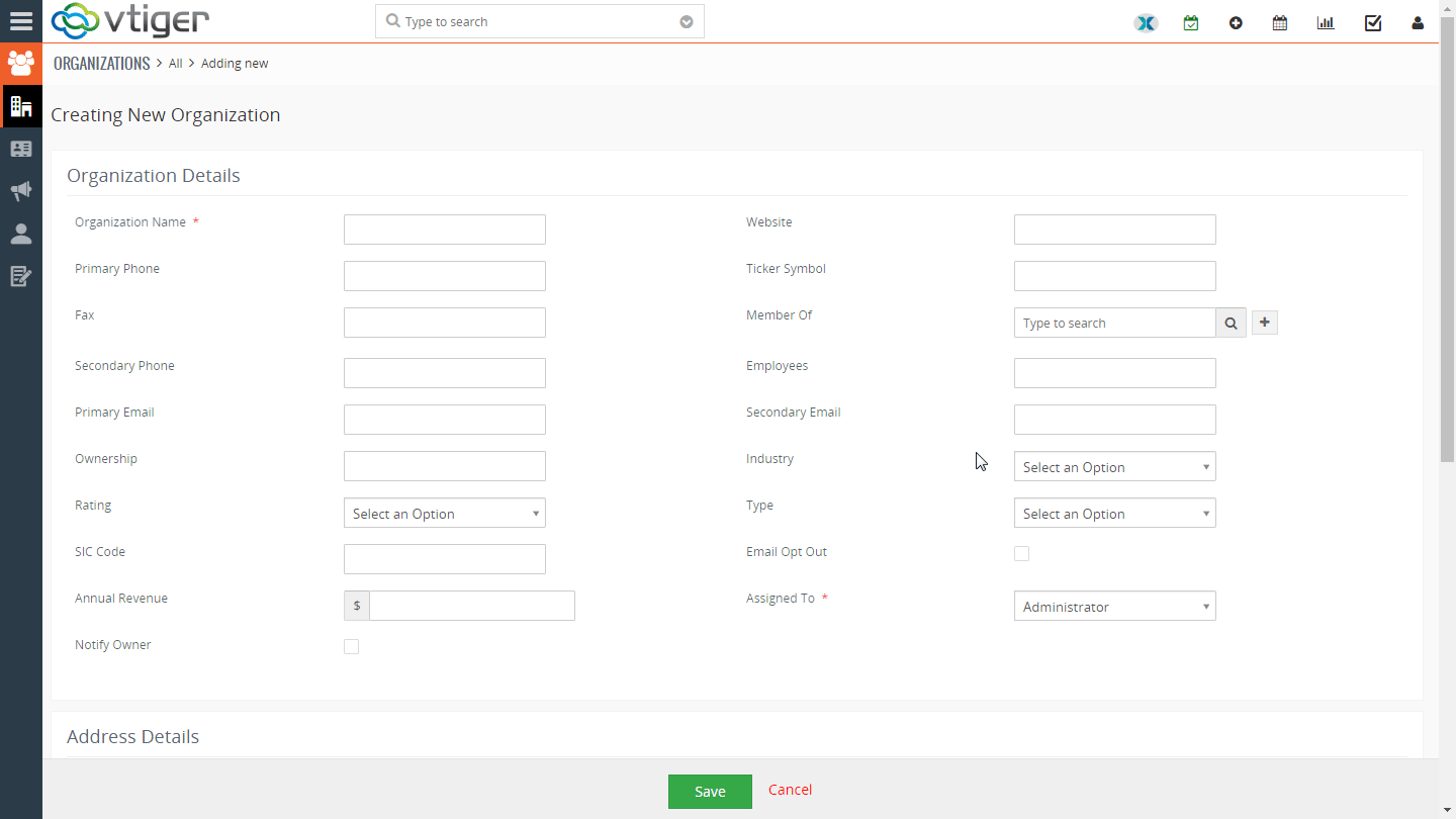 VTiger Conditional Layouts - Based on Field Values