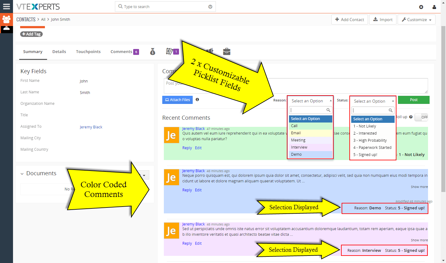 Advanced Comments (Colors + Fields) - Extension for VTiger