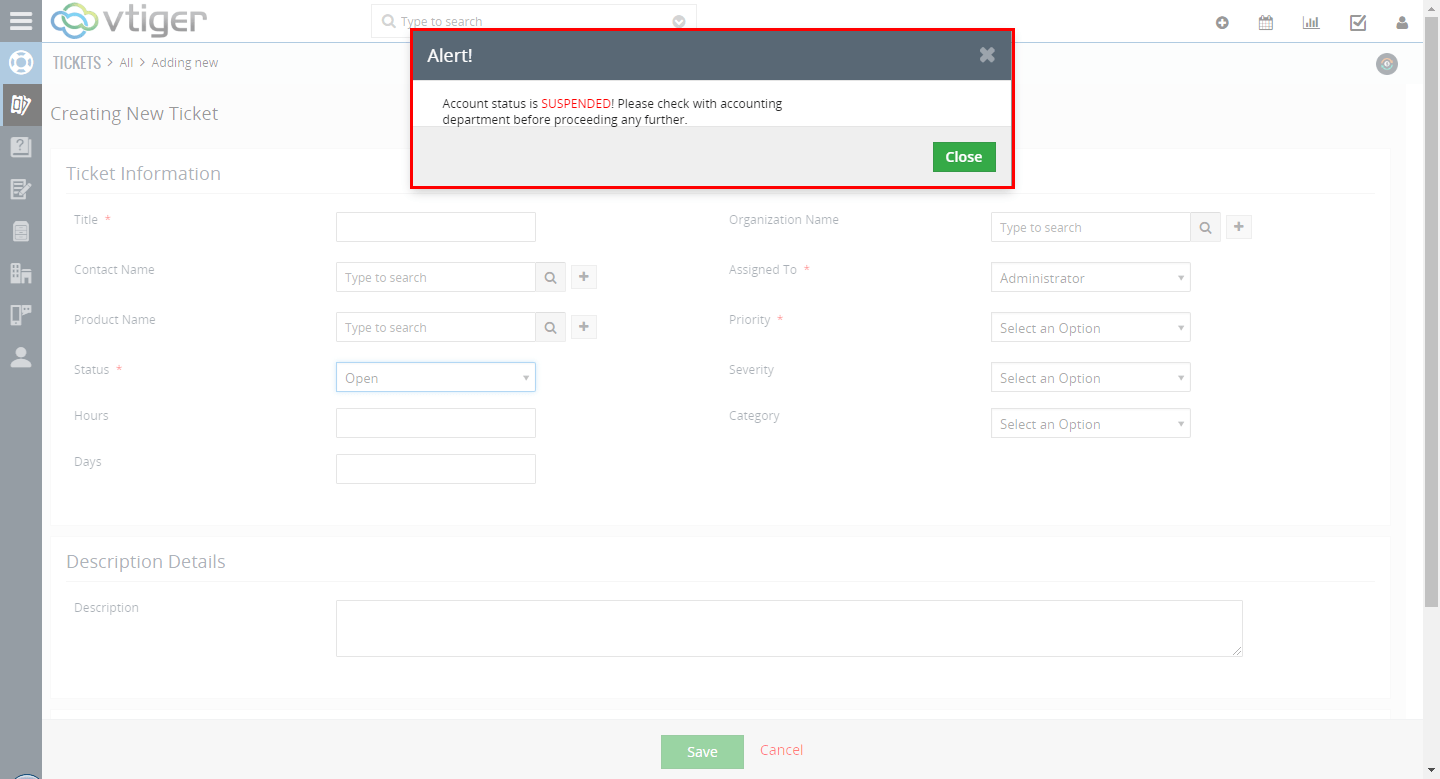 Conditional Alerts/Popups for VTiger