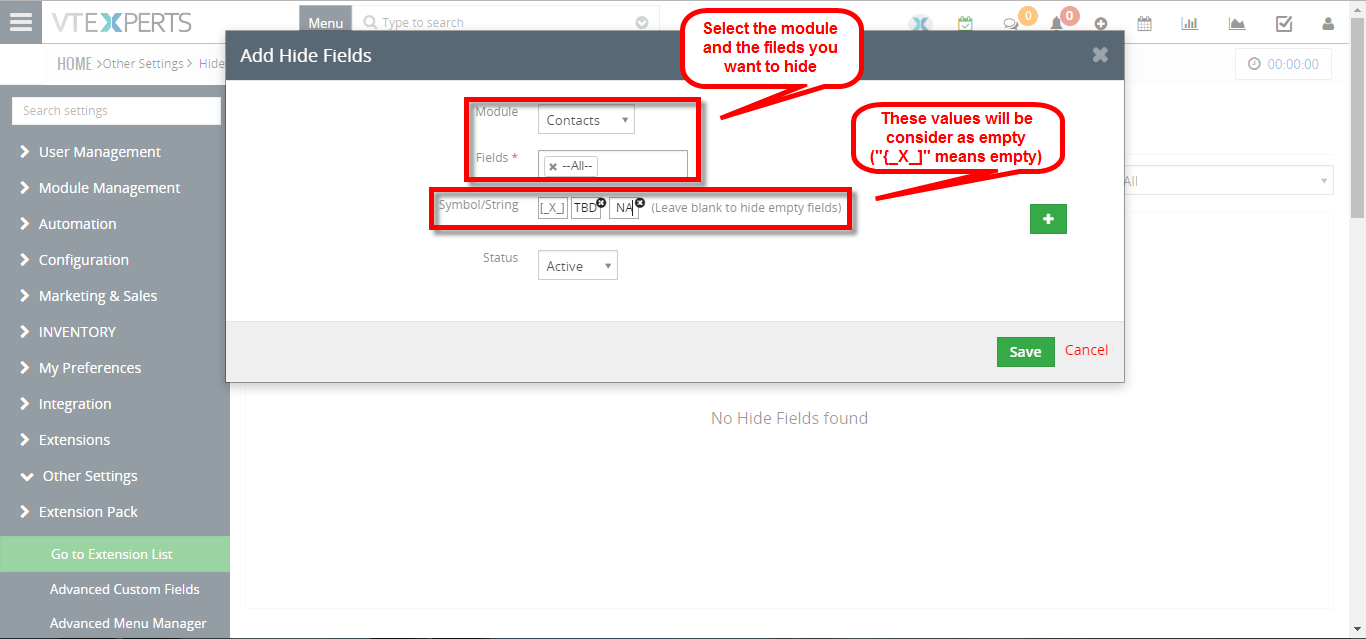 Hide Empty Fields In VTiger 7 - VTiger Experts