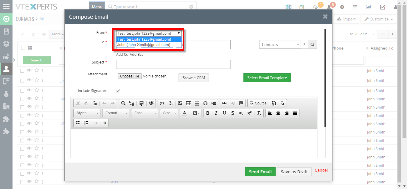 Setup Multiple Email (SMTP) Servers Per User In VTiger 7 - VTiger Experts