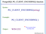 Postgresql Pg Client Encoding Function W3resource