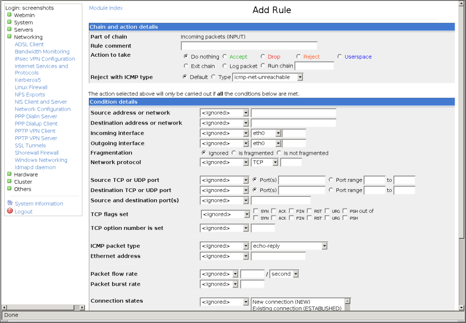 Firewall Configuration – Webmin | MN Linux