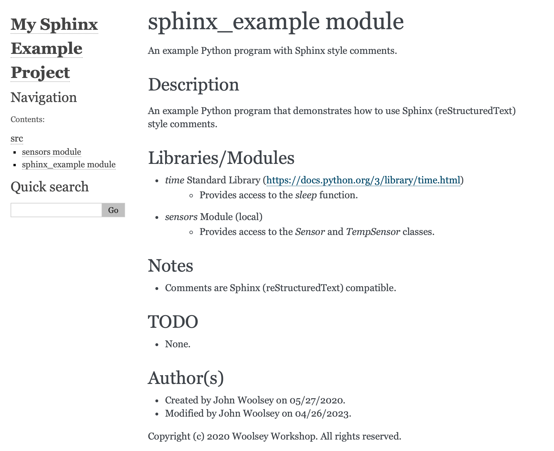 Documenting Python Programs With Sphinx - Woolsey Workshop