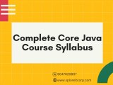 Complete Core Java Course Syllabus