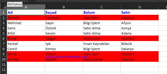 C# Excel’ e Veri Gönderme ve Biçimlendirme – Web Tasarım & Programlama