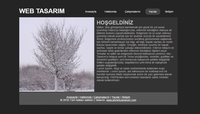 Css Ve Div Kullanarak Web Sayfası Oluşturma Örneği 1 Web Tasarım