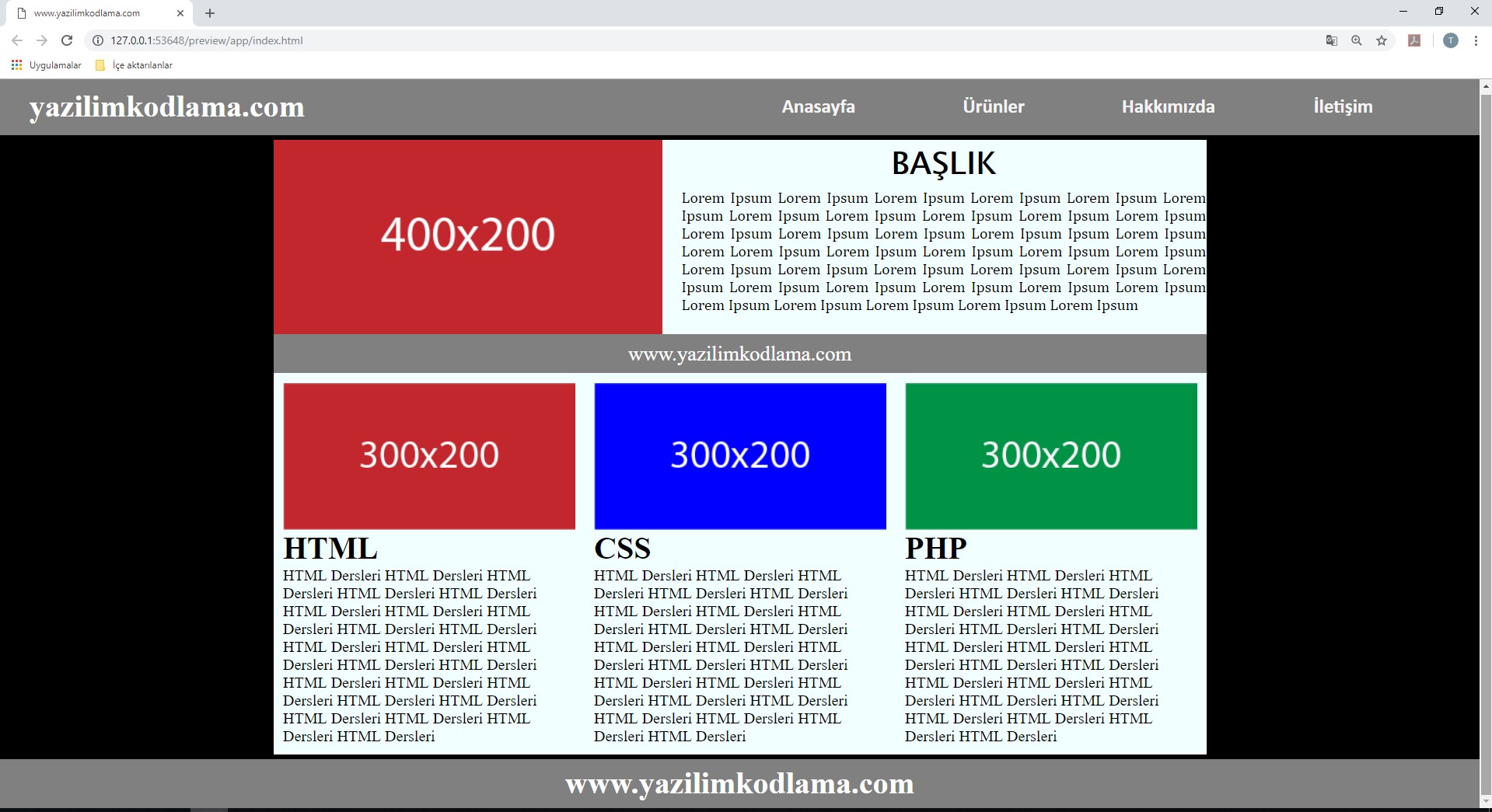 Css Ve Div Kullanarak Web Sayfası Oluşturma Örneği 2 Web Tasarım