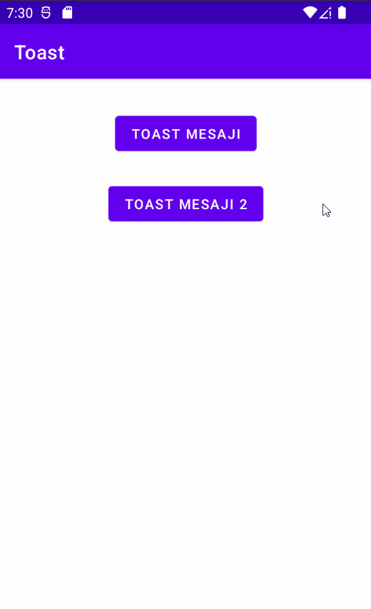 Android Toast Mesajı Kullanımı – Web Tasarım & Programlama