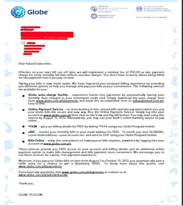 Globe to start charging Php50 for late bill payments » YugaTech ...