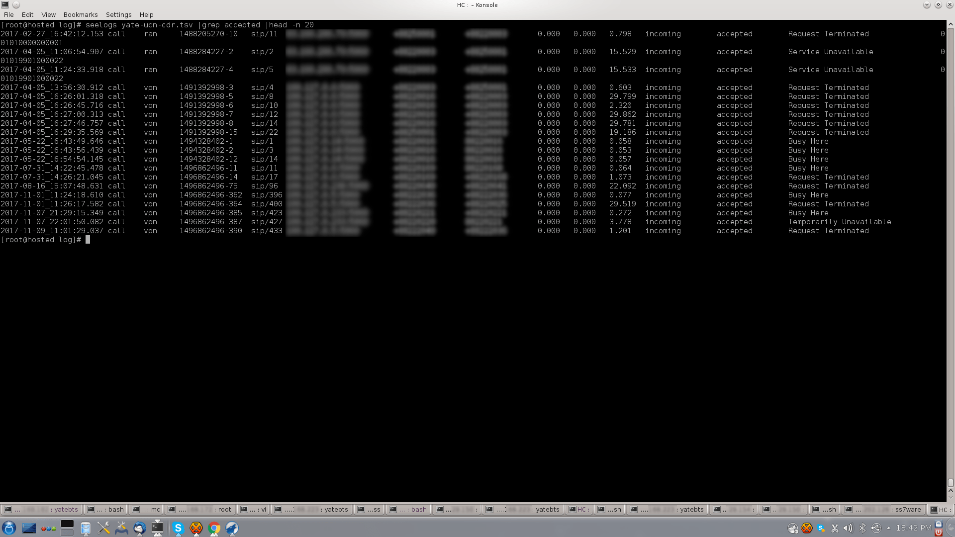 Call Detail Record - CDR detail based on YateUCN