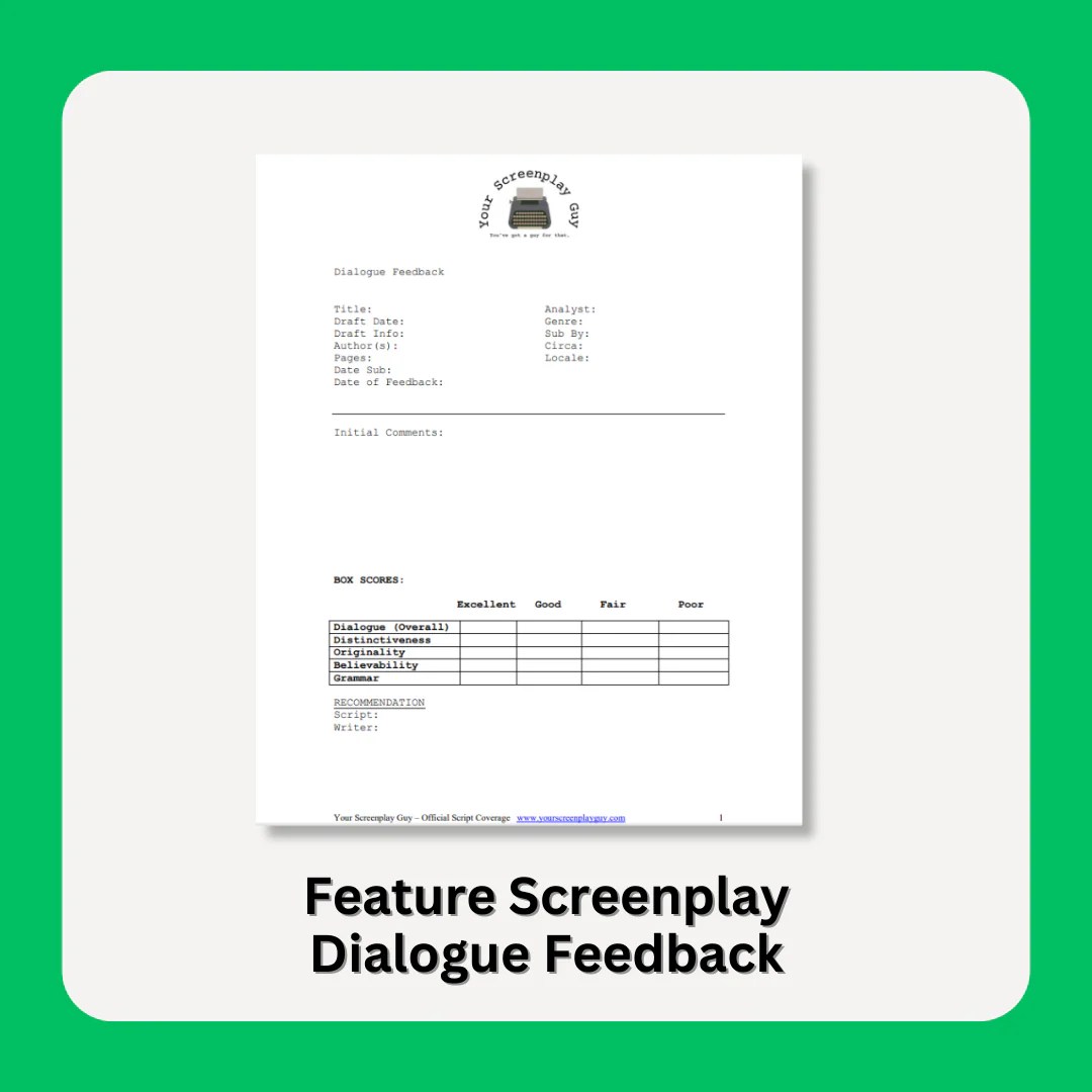 Feature Screenplay Dialogue Focused Feedback Your Screenplay Guy