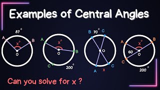 Finding Central Angles in a Circle - Multiple Examples