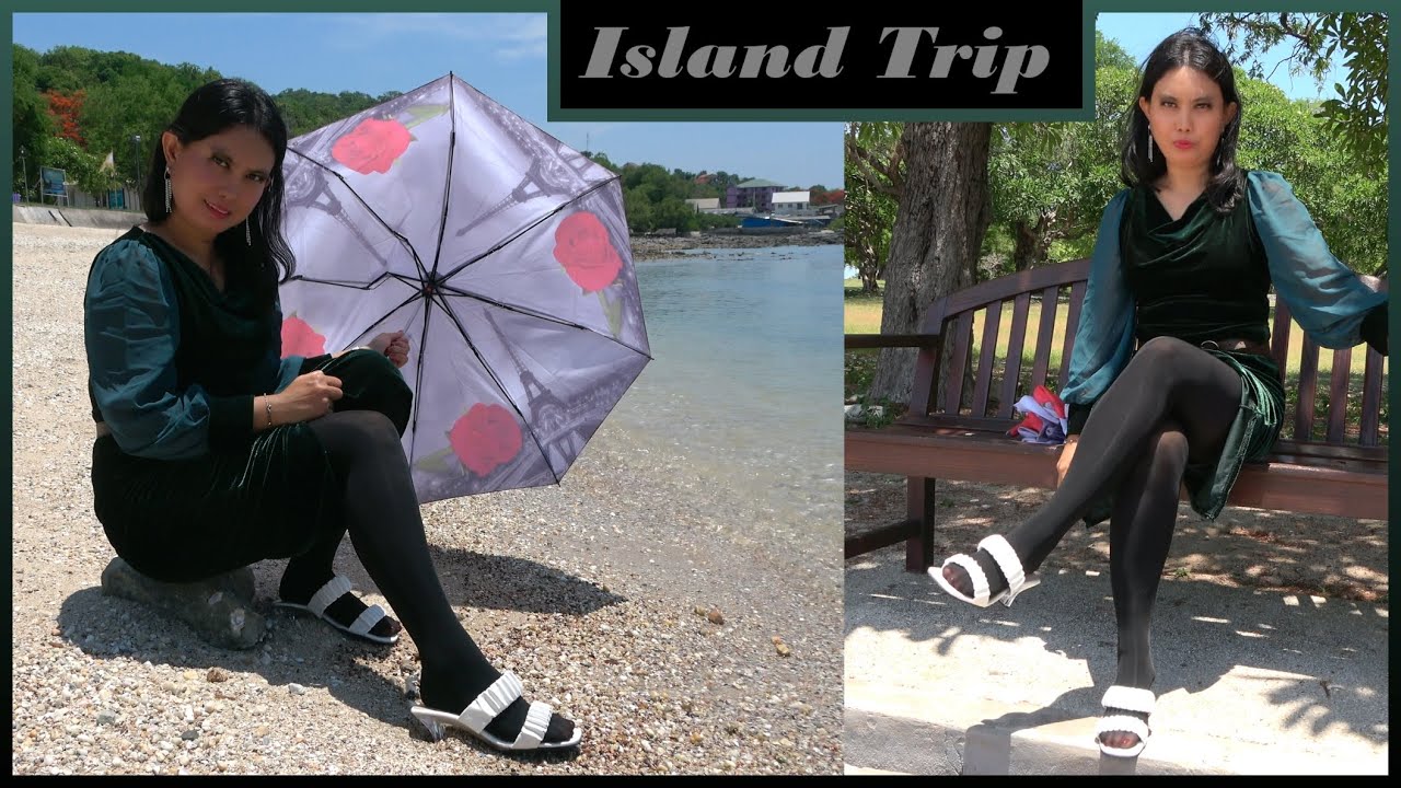 Shiny Pantyhose Heels At The Beach Youtube