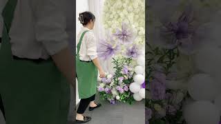 Luxury White Rose Heart-Shaped Shelf With Floral Arrangement Wedding Arch #flowerwall #backdrop #diy