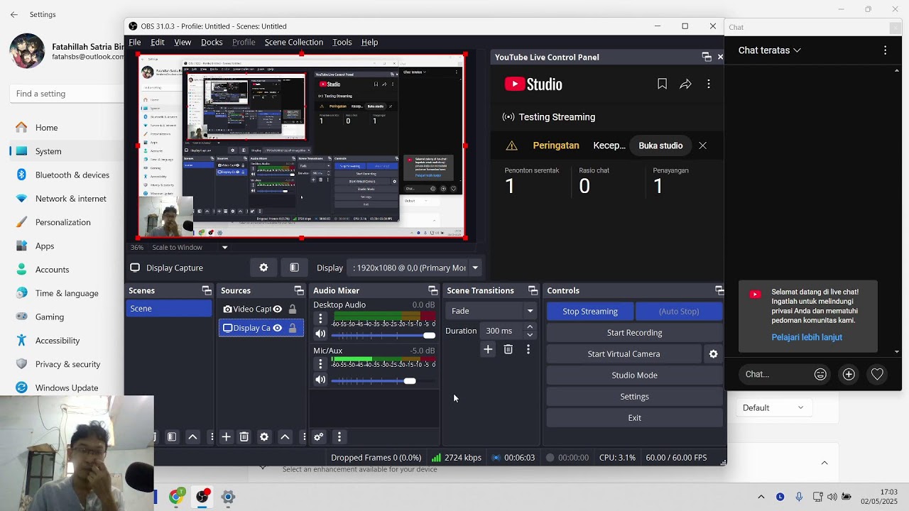 Testing Streaming Youtube