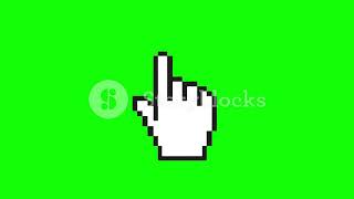 Hand Cursor Icon Moving On Green Screen Touchscreen Gesture