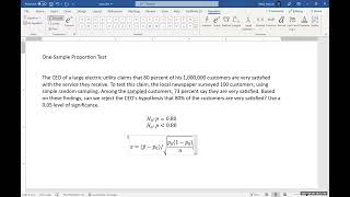 Conducting a One-Sample Test of Proportions in Excel