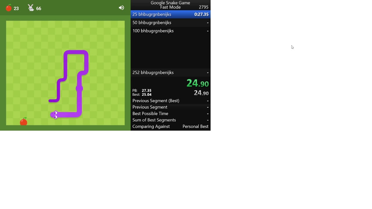 Google Snake Fast 50 Apples Speedrun In 1 03 567 Youtube