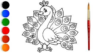 How to Draw Peacock for Beginners,Peacock Drawing, Bird drawing for kids, Easy bird drawing for kids