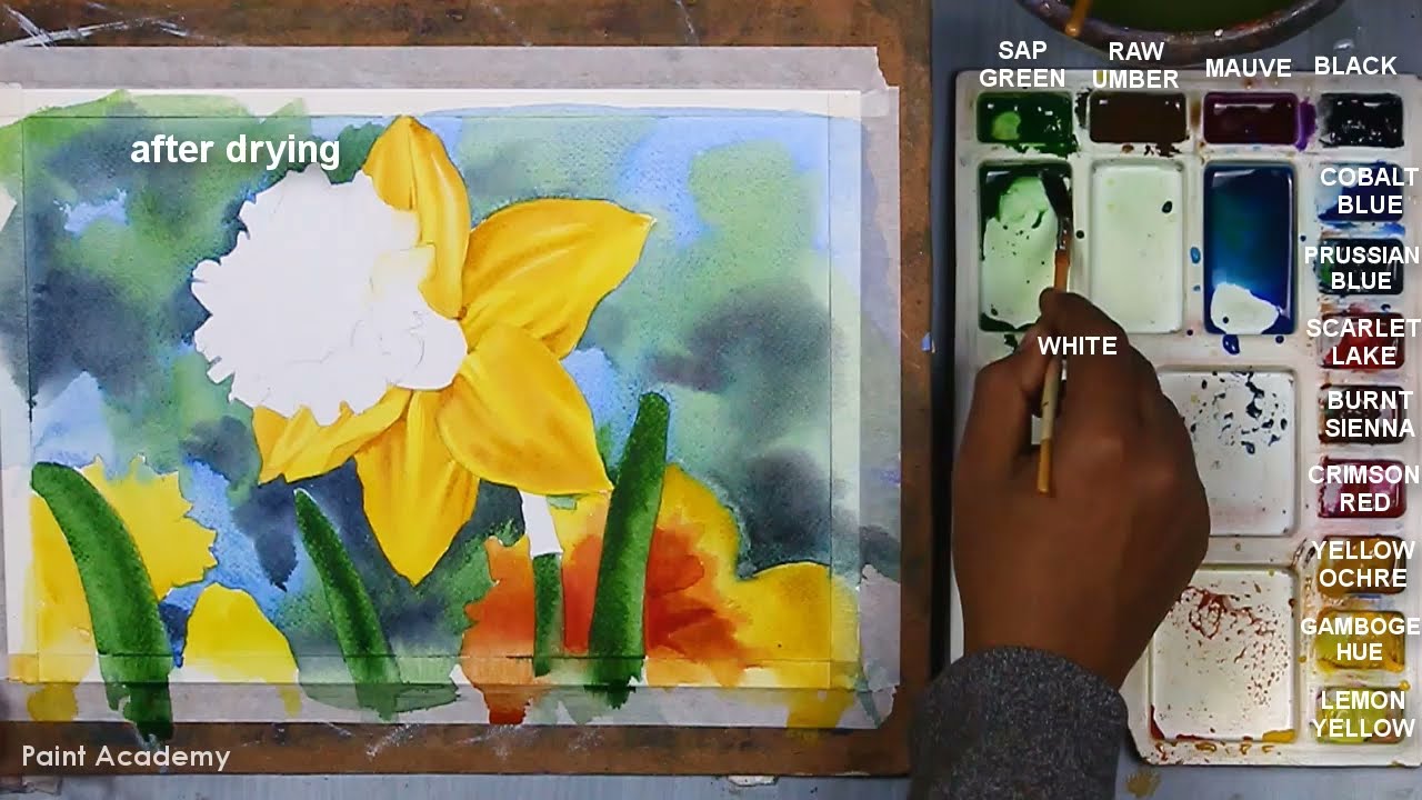 Watercolor Daffodil Flower Painting Step By Step Supriyo Youtube