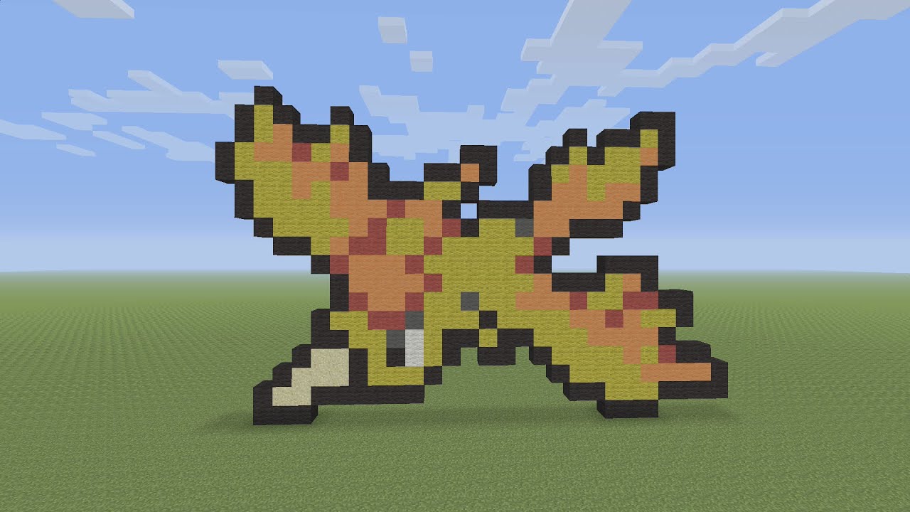Minecraft Pixel Art Moltres Pokemon 146 Youtube