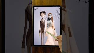 Emily’s transformation 🤍 #timburton #corpsebride #art #short