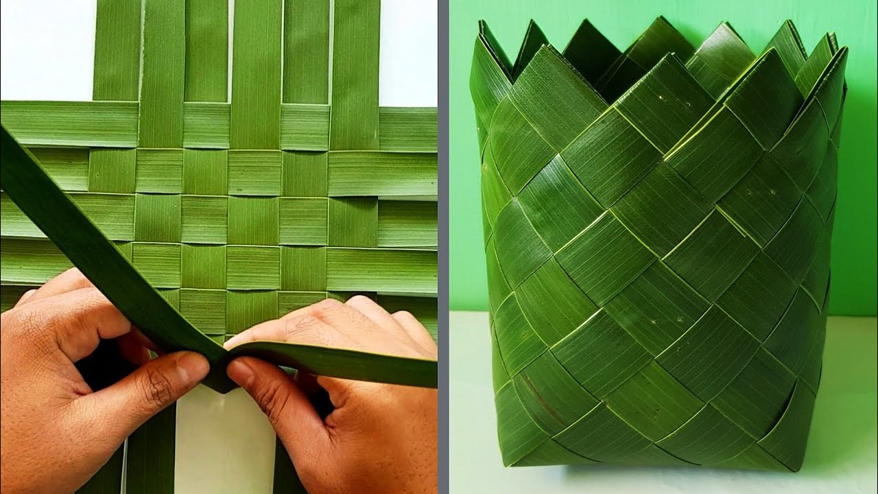 How It S Made Coconut Leaf Square Basket Youtube