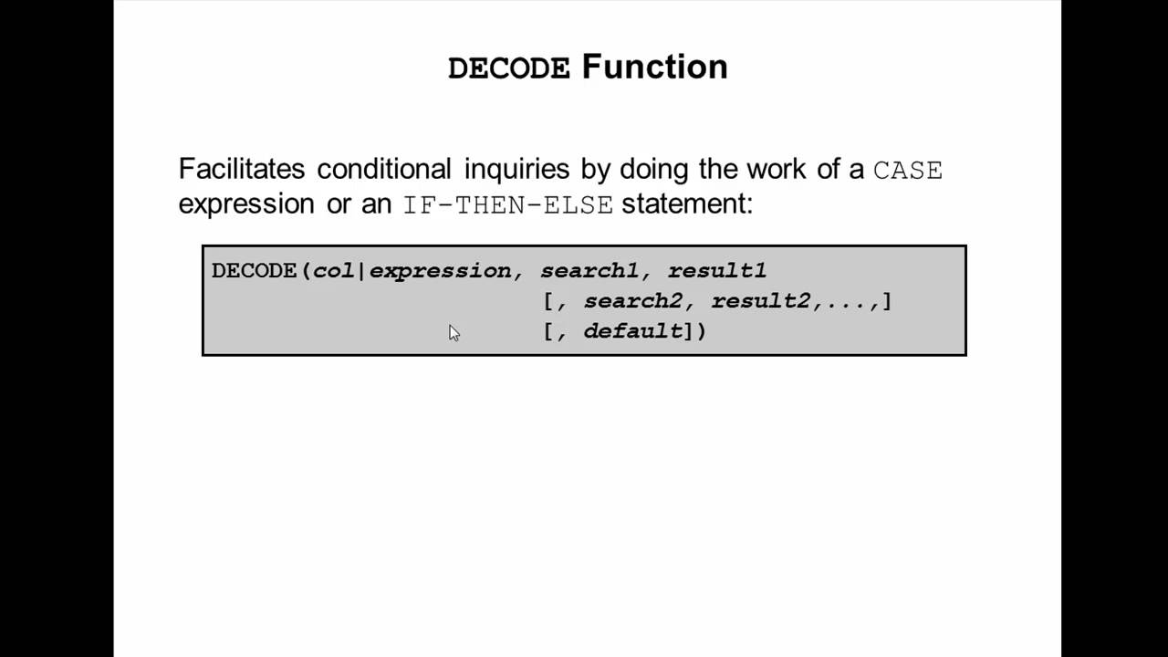 Oracle Decode Ambezy