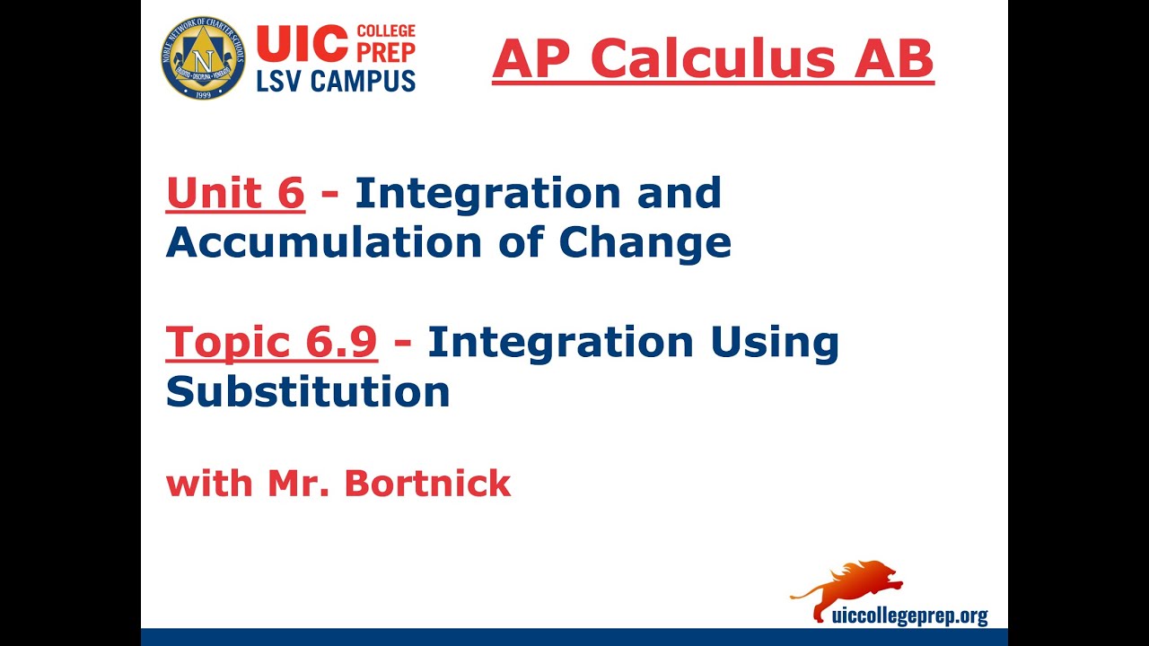 Ap Calculus Ab 6 9 Integration Using U Substitution Youtube