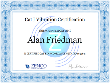 Cat 1 Vibration Certification - Zenco