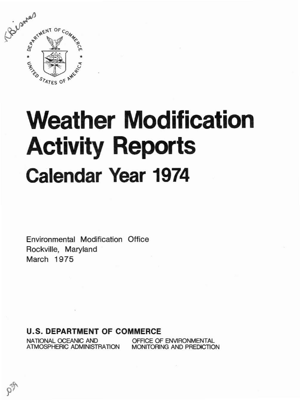 Weather Modification Activity Reports 1974 – Zero Geoengineering