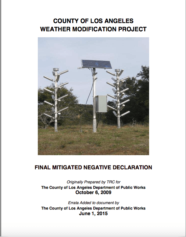 County Of Los Angeles Weather Modification Project – Zero Geoengineering