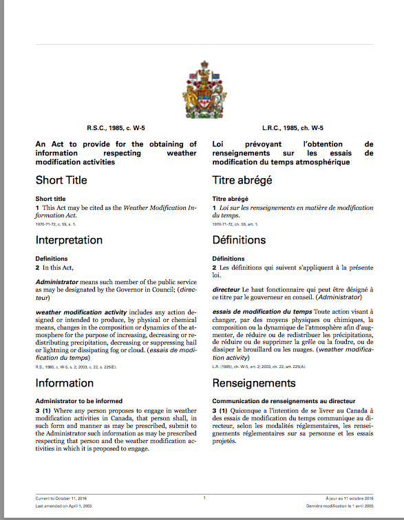 Weather Modification Information Act – Zero Geoengineering