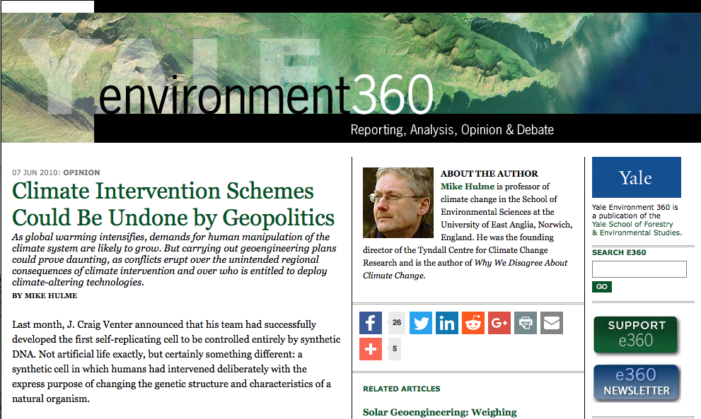 YALE Environment 360 – Zero Geoengineering