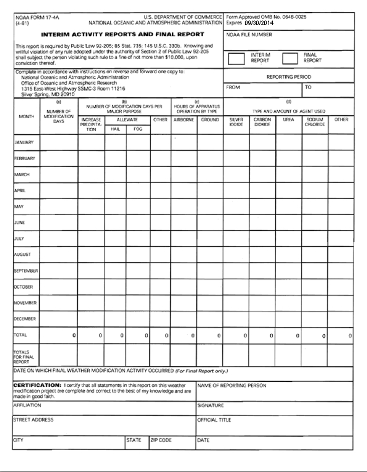 NOAA Spreadsheets Listing Weather Modification Programs in the United ...